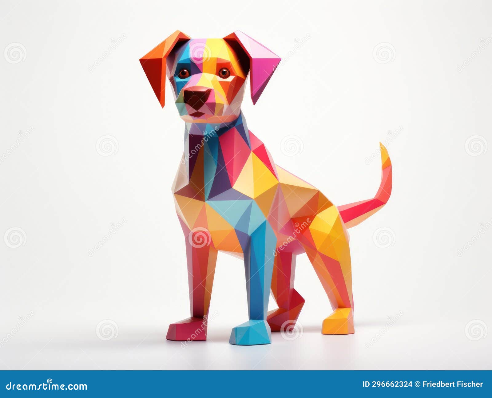 A Brightly Colored Dog Sitting on a White Surface Stock Illustration ...