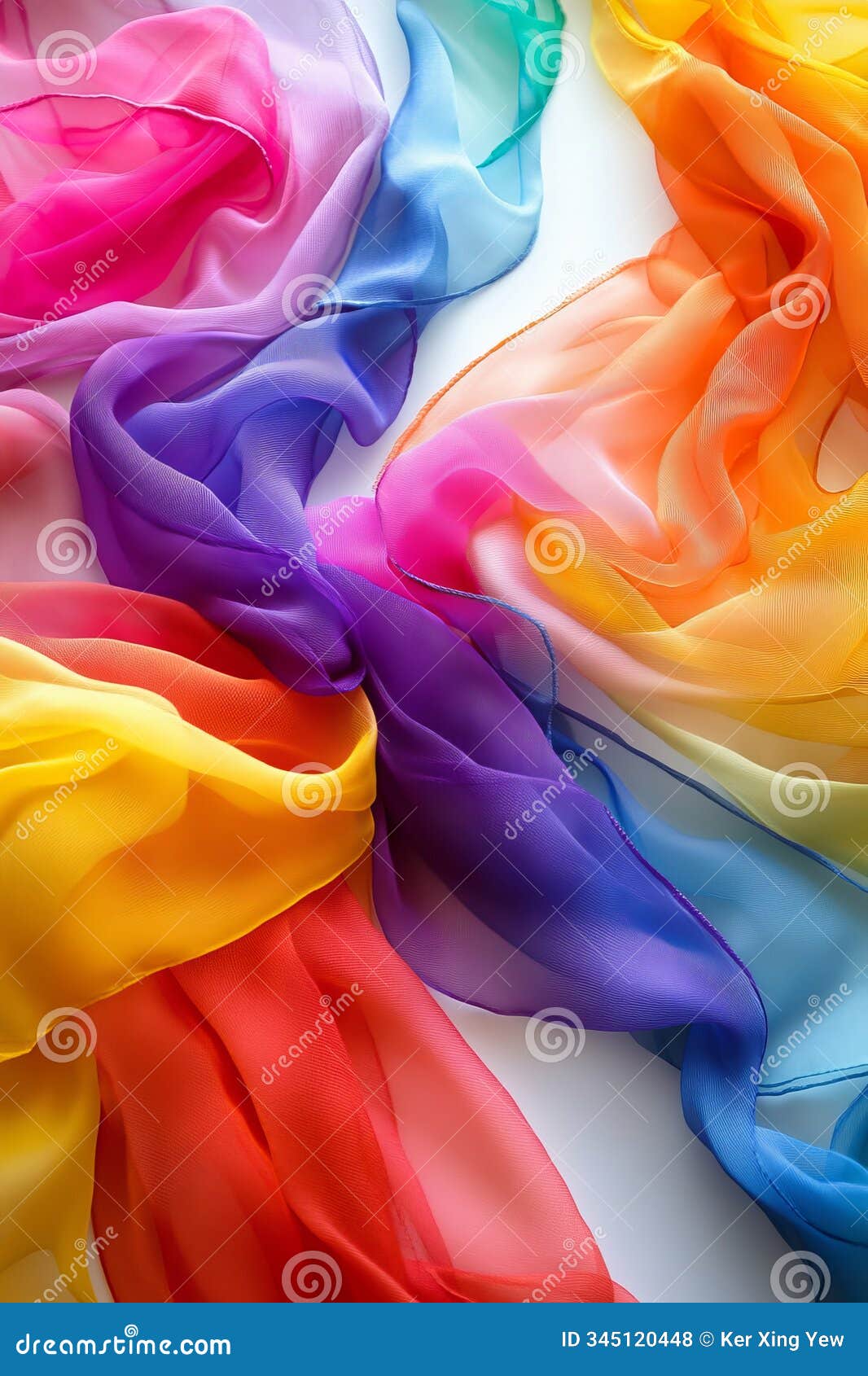 Colorful Flowing Fabric in Rainbow Spectrum Creating a Vibrant and ...