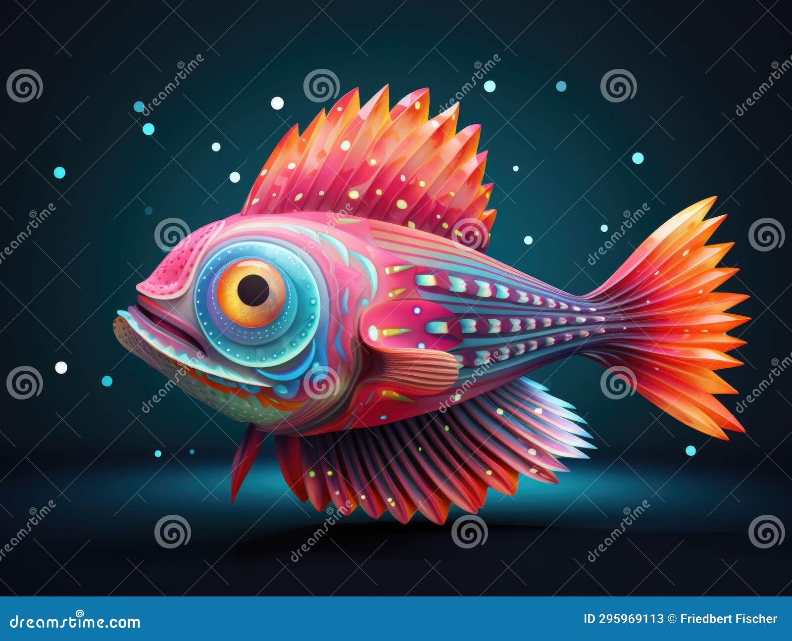 A Brightly Colored Fish with a Big Eye Stock Illustration ...
