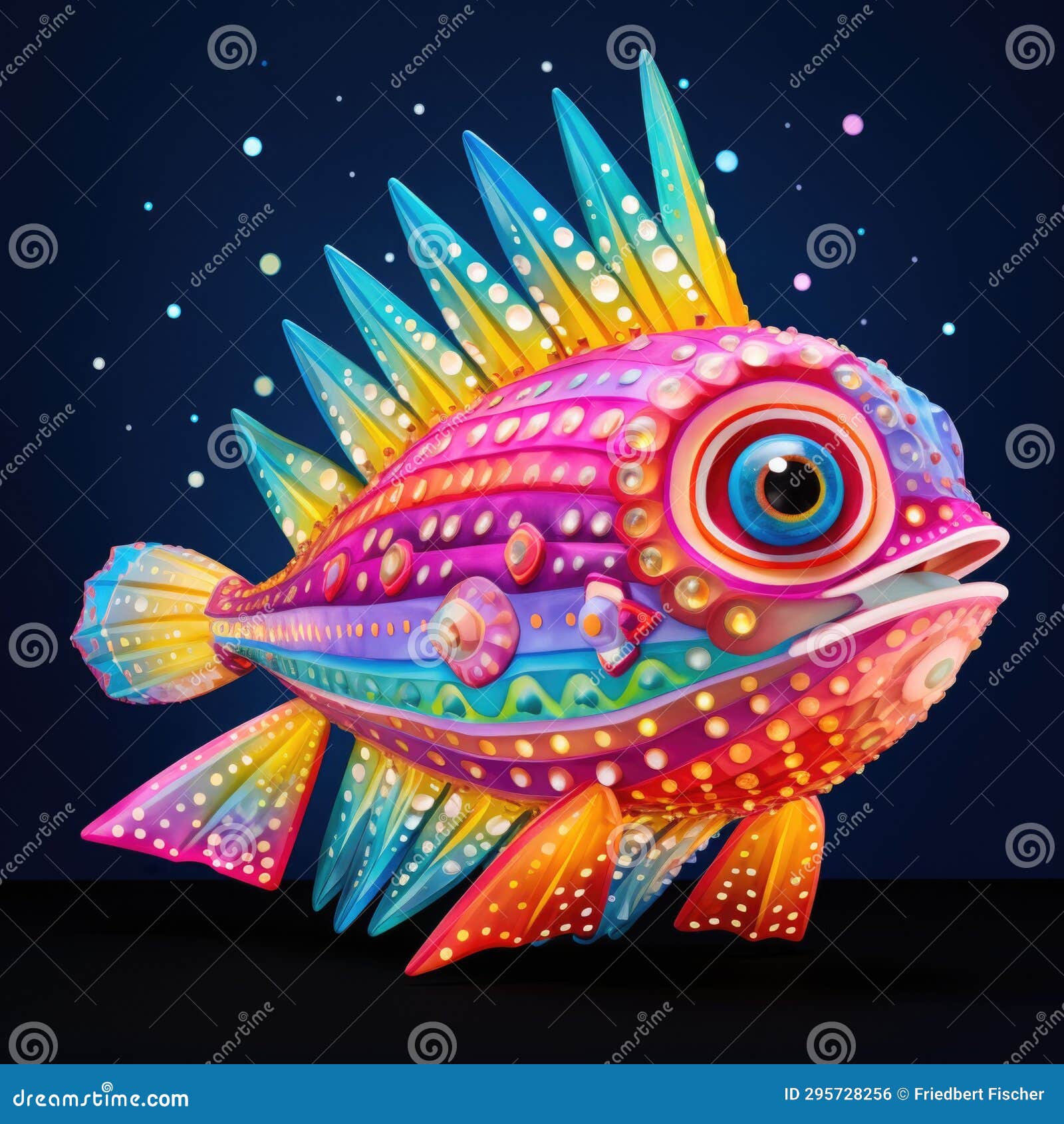 A Brightly Colored Fish on a Black Surface Stock Illustration ...
