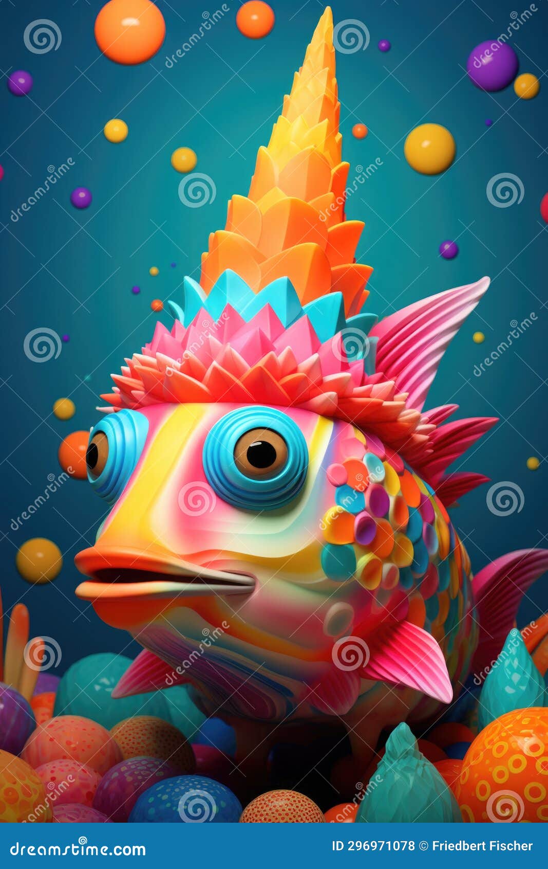 A Brightly Colored Fish with a Horn on Its Head Stock Illustration ...