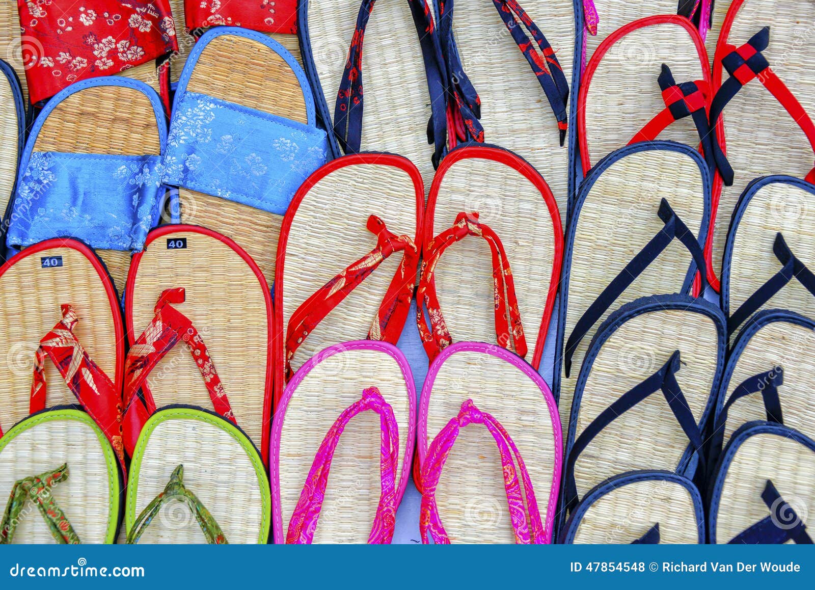 Brightly Colored Flip-flops Stock Photo - Image of footwear, pier: 47854548
