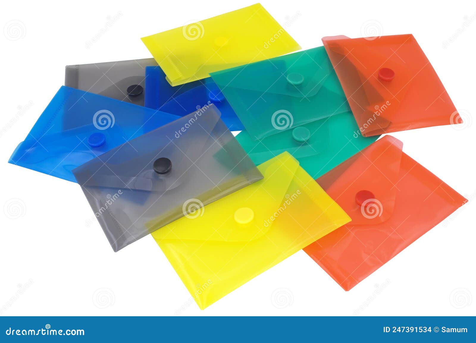 Brightly Colored Folders Isolated Stock Photo - Image of envelope ...