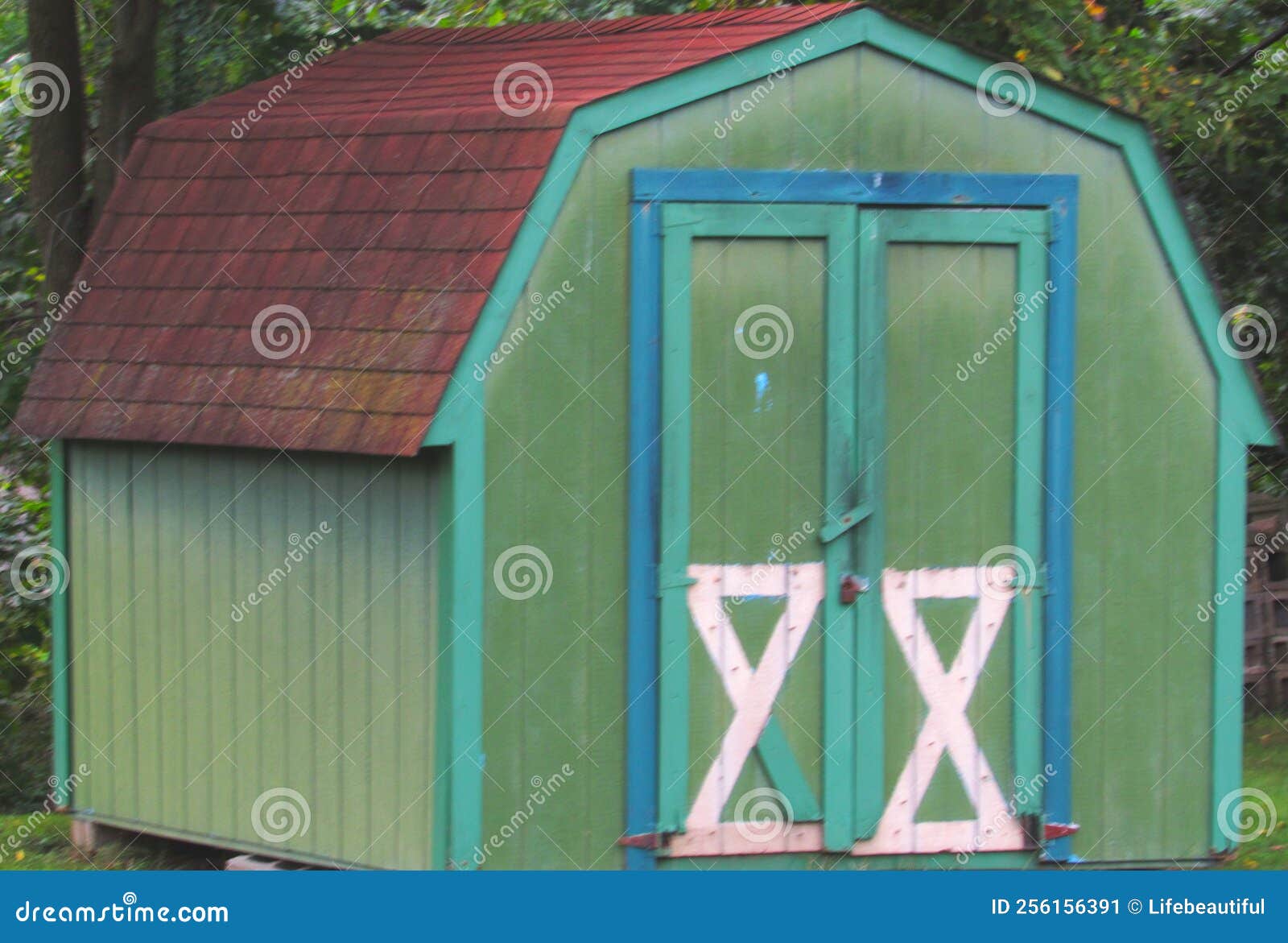 Green shed stock image. Image of house, fence, colored - 256156391
