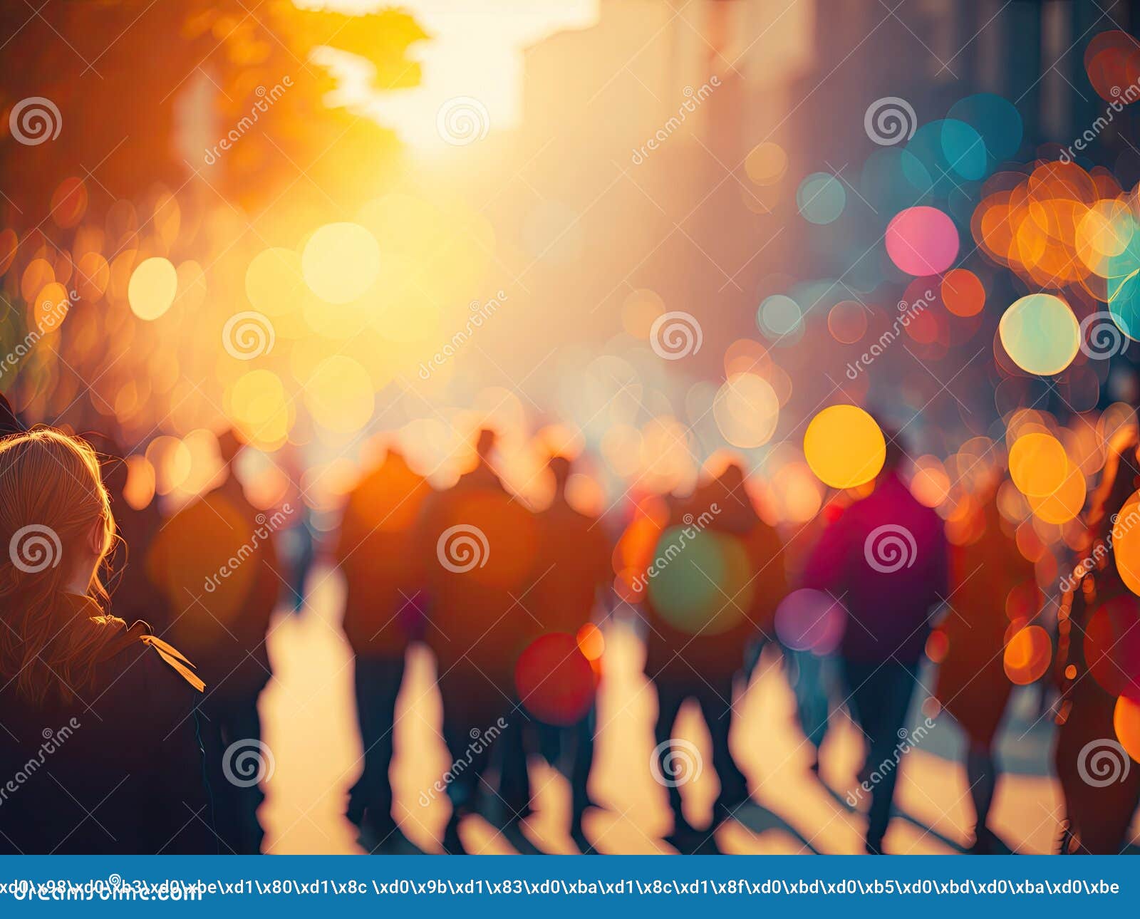 Brightly Colored Illustration Crowd on the Street. Ai Generative Stock ...