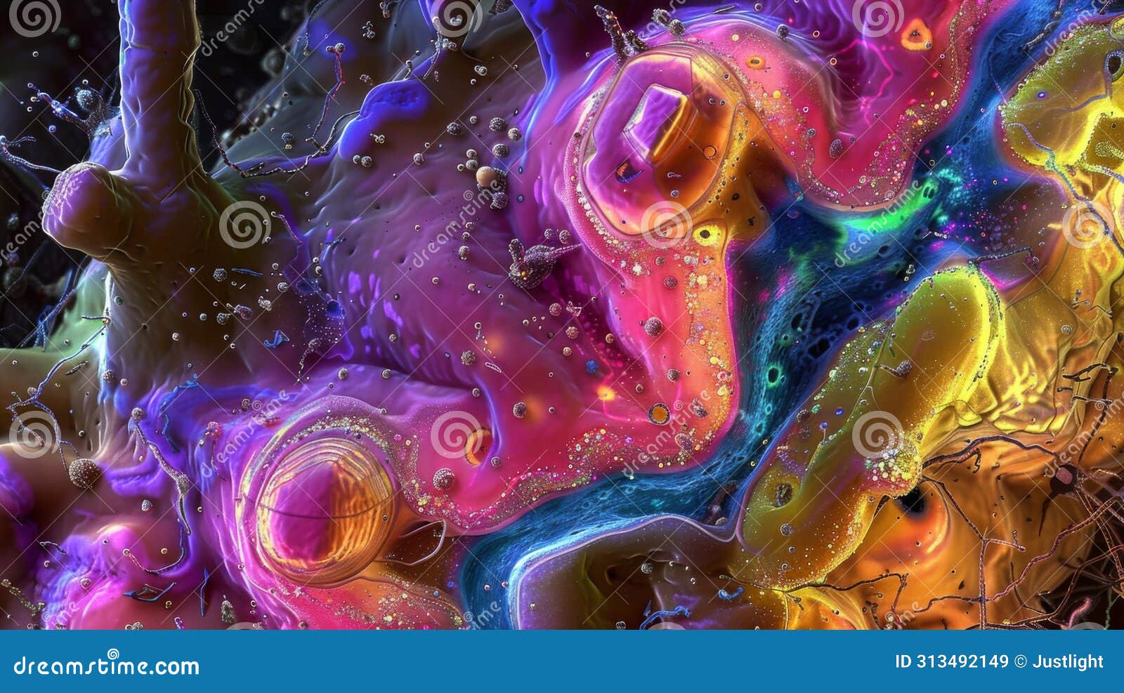 A Brightly Colored Image of a Slice of Brain Tissue Displaying Various ...