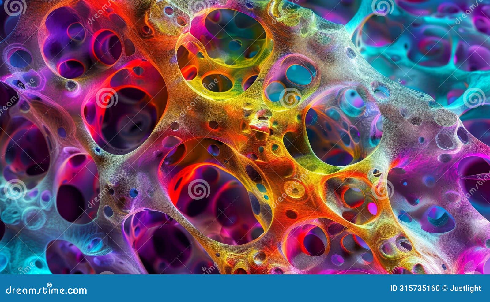 A Brightly Colored Microscopic Image of Bone Tissue Highlighting the ...