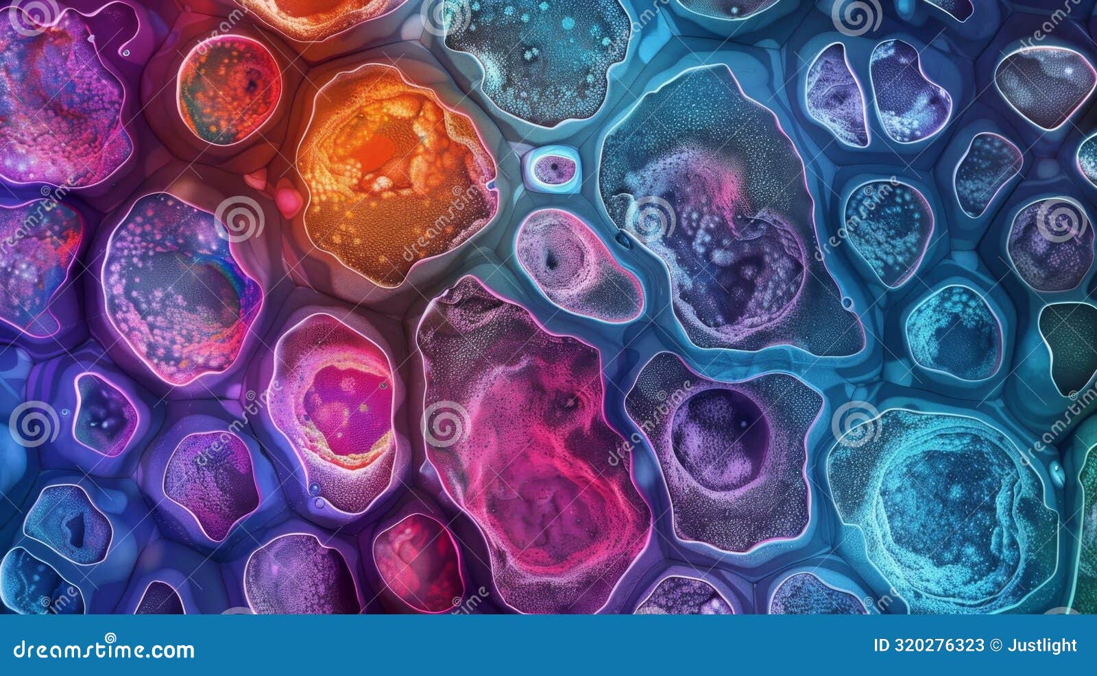 Brightly Colored Microscopic View of Keratinocytes in the Epidermis ...