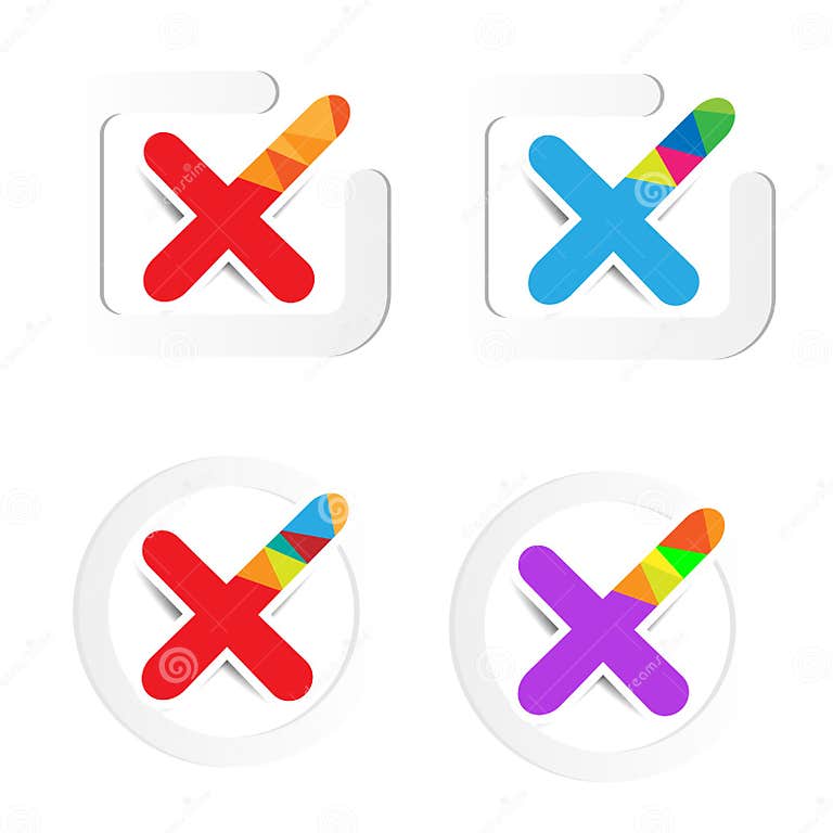 Brightly Colored Paper Wrong Markers in White Paper Circles Stock ...