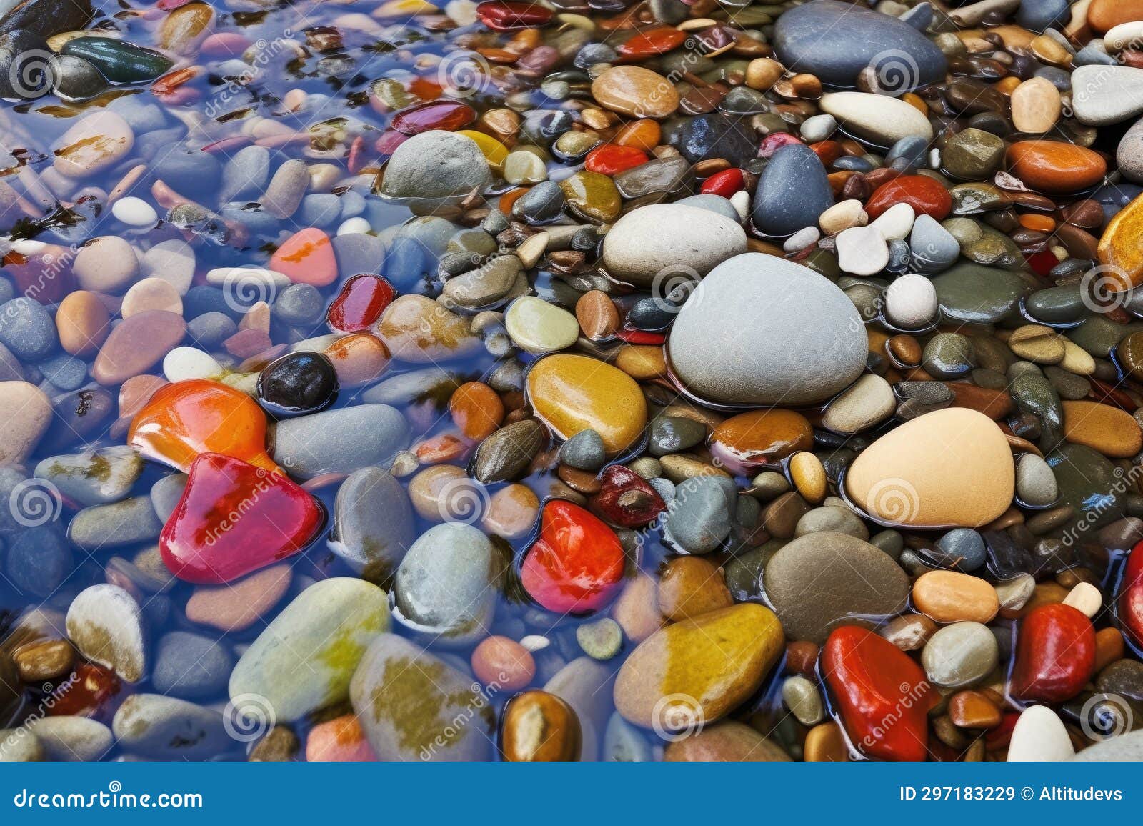 Brightly Colored Pebbles in a Creek Bed Stock Image - Image of beauty ...