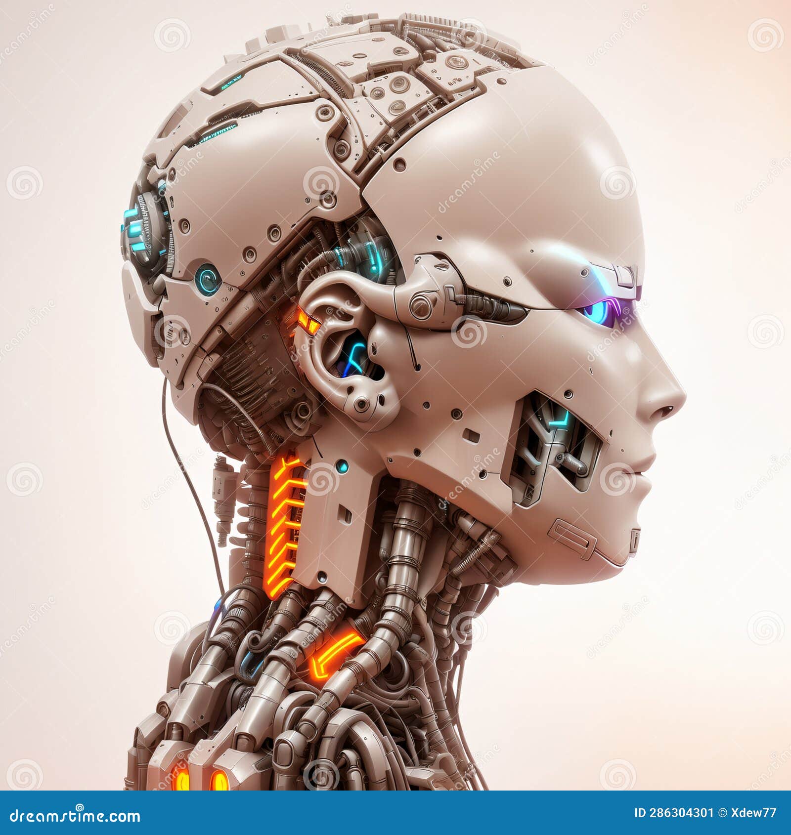 Brightly Colored Profile of Beige Humanoid Face Stock Illustration ...