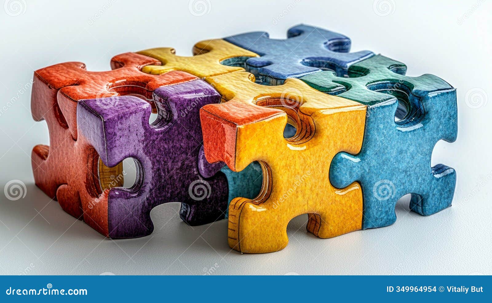 Brightly Colored Puzzle Pieces Come Together Create Complete Image ...