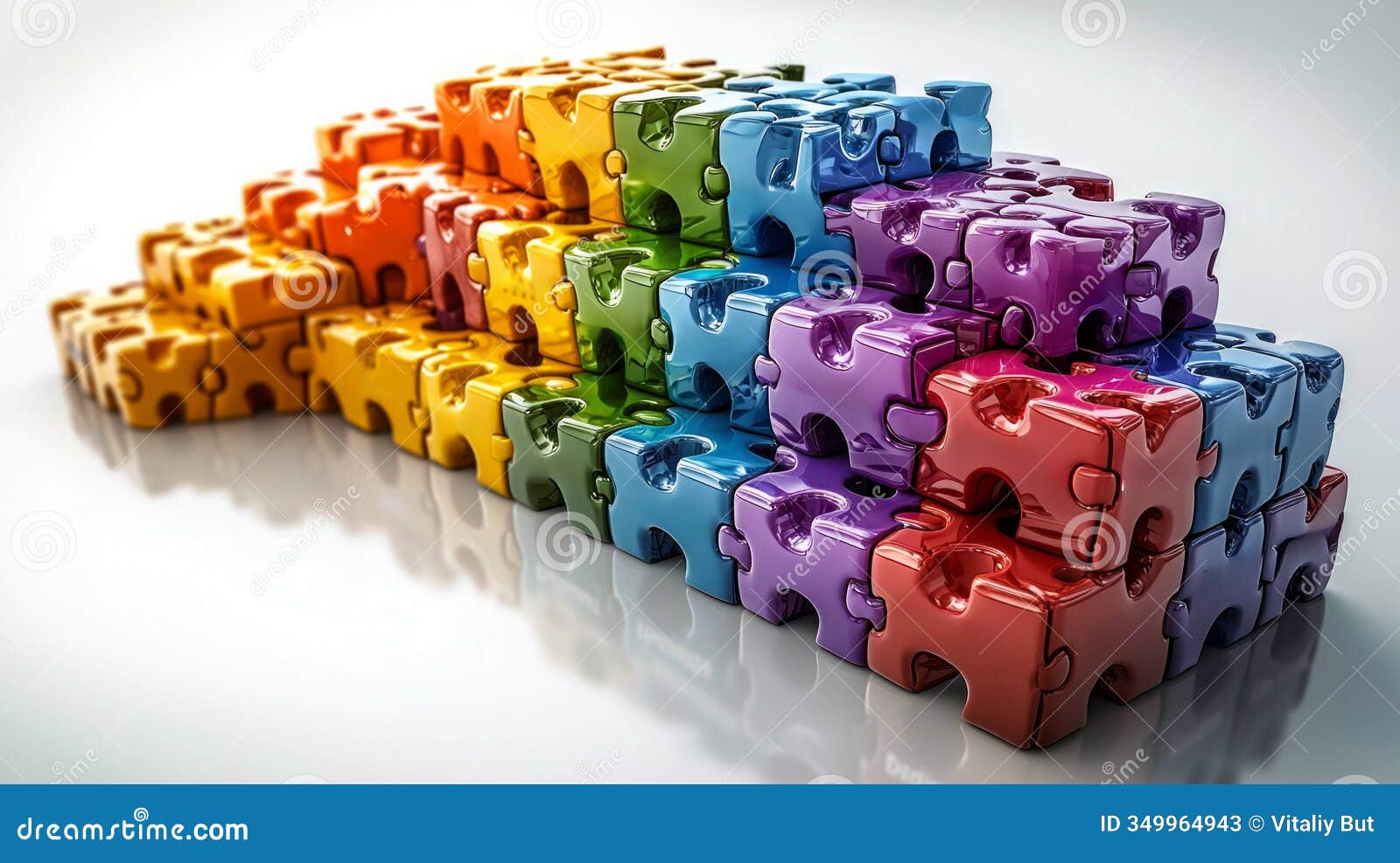 Brightly Colored Puzzle Pieces Interlock Create Complete Image ...