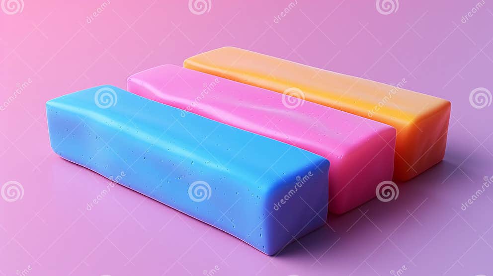 Brightly Colored Rectangular Clay Bars on Pink Background Stock Image ...