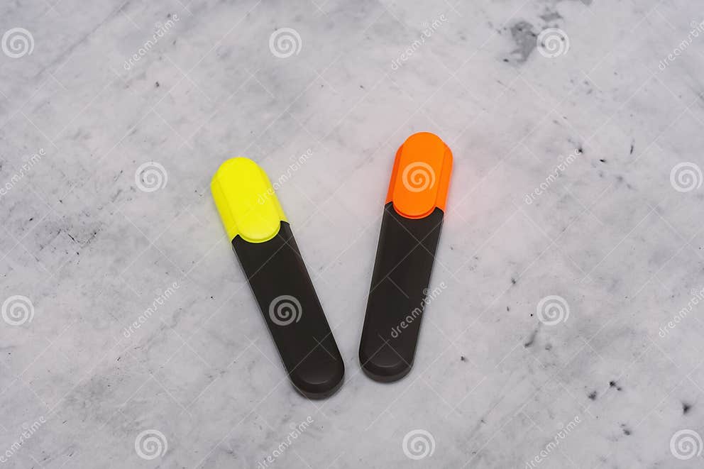 Brightly Colored Text Markers for Highlighting and Drawing on a Marbled ...