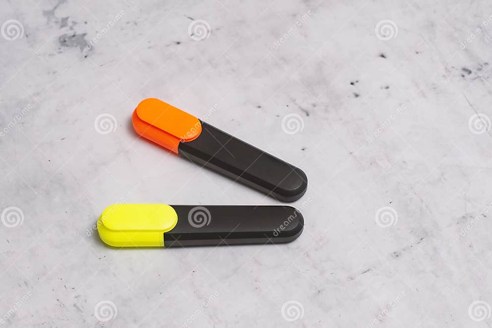 Brightly Colored Text Markers for Highlighting and Drawing on a Marbled ...