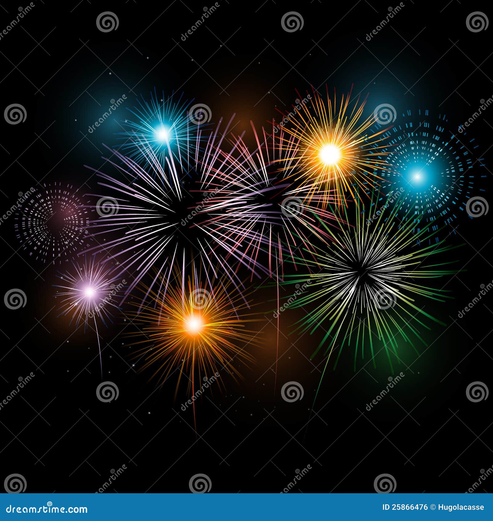 Brightly Colorful Fireworks Illustration Stock Illustration ...