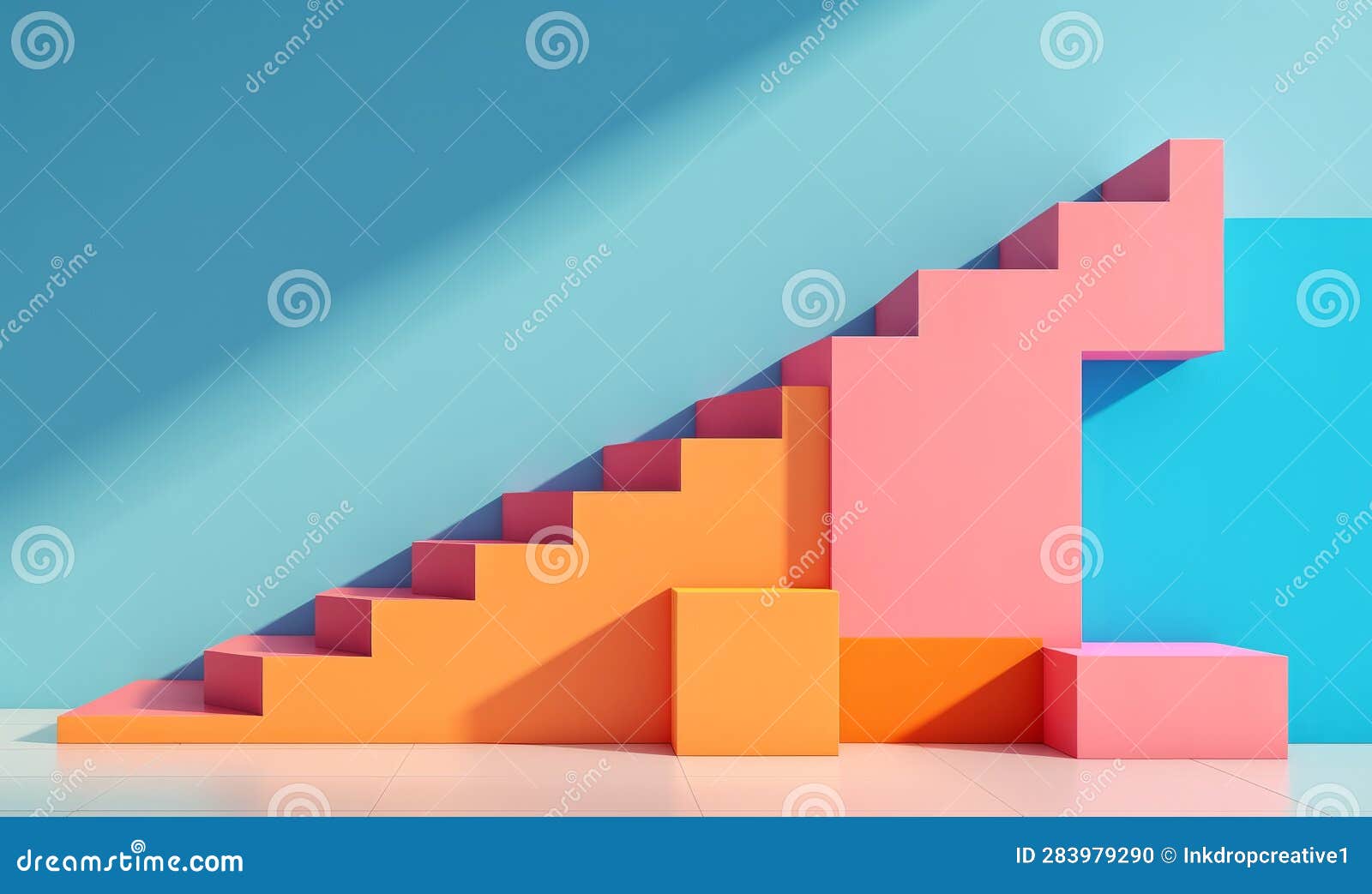 Brightly Coloured Abstract Steps Background. Product Display Mockup ...