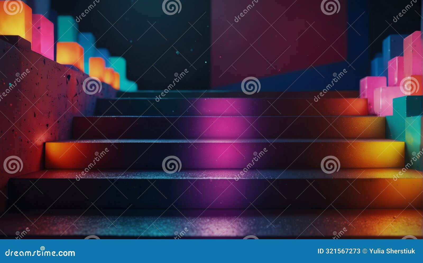 Brightly Coloured Abstract Steps Background Product Display Mockup ...