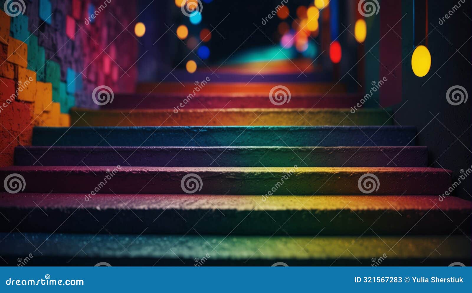 Brightly Coloured Abstract Steps Background Product Display Mockup ...