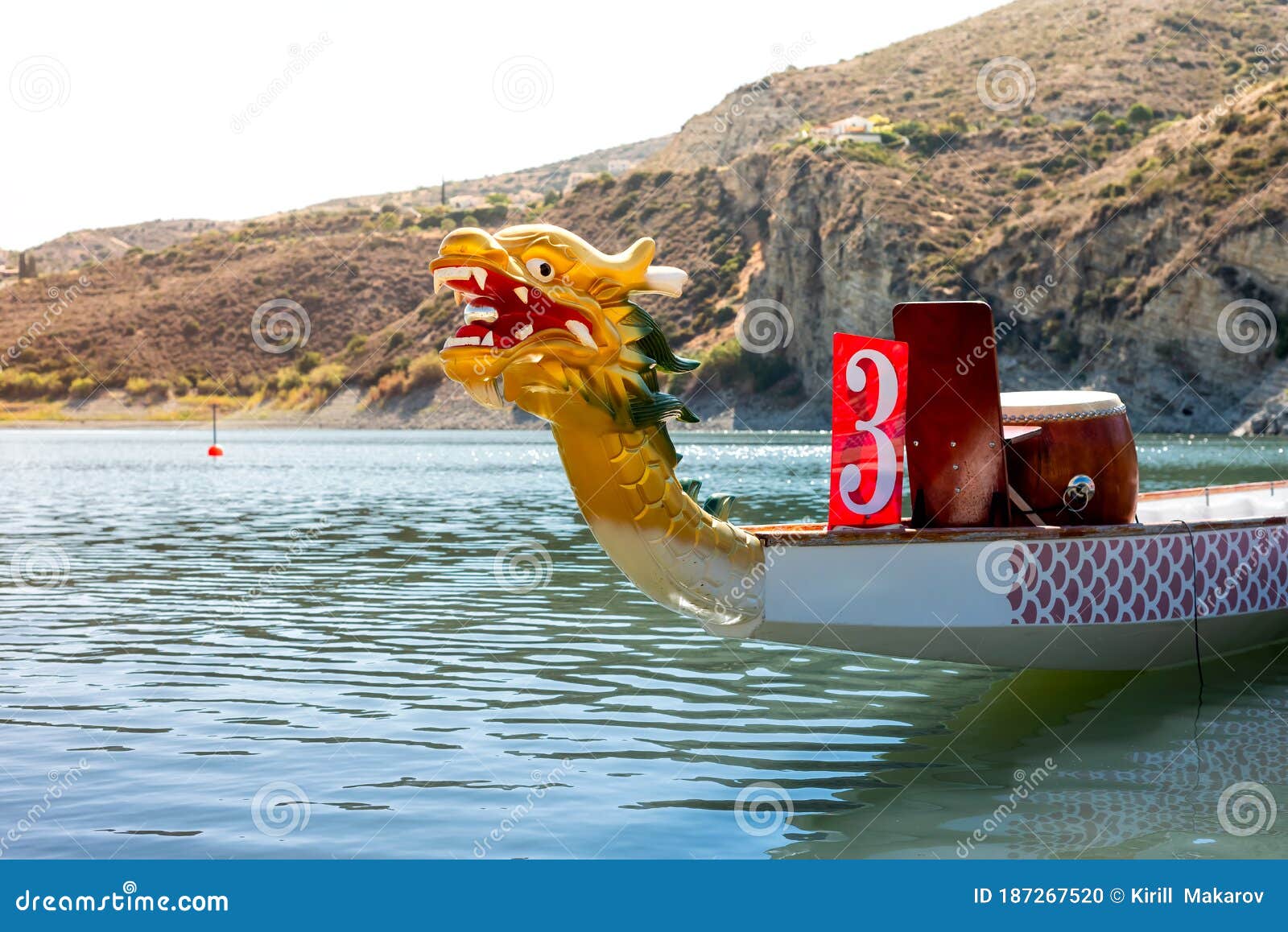A Brightly Coloured Dragon Boat on the River Stock Photo - Image of ...