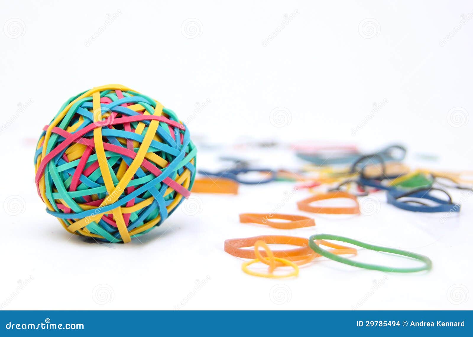 Brightly Coloured Rubber Band Ball Stock Photo - Image of shape, office ...