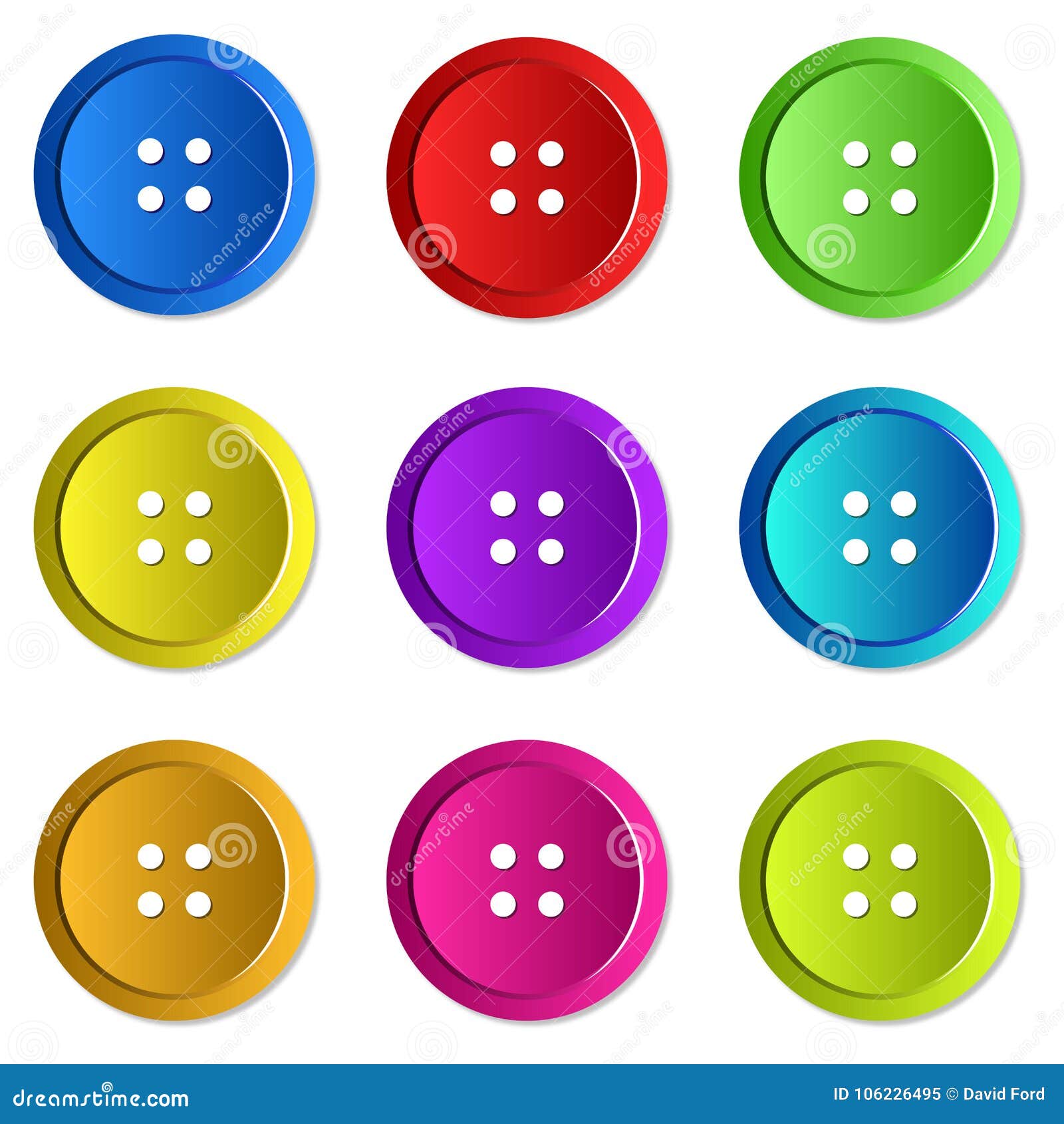 Brightly Coloured Sewing Buttons Stock Vector - Illustration of ...