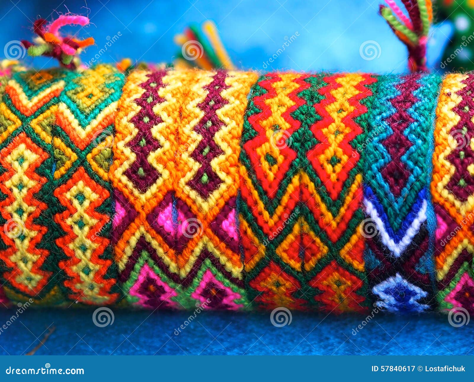 Brightly Coloured Yarn Bracelets Stock Image - Image of weave ...