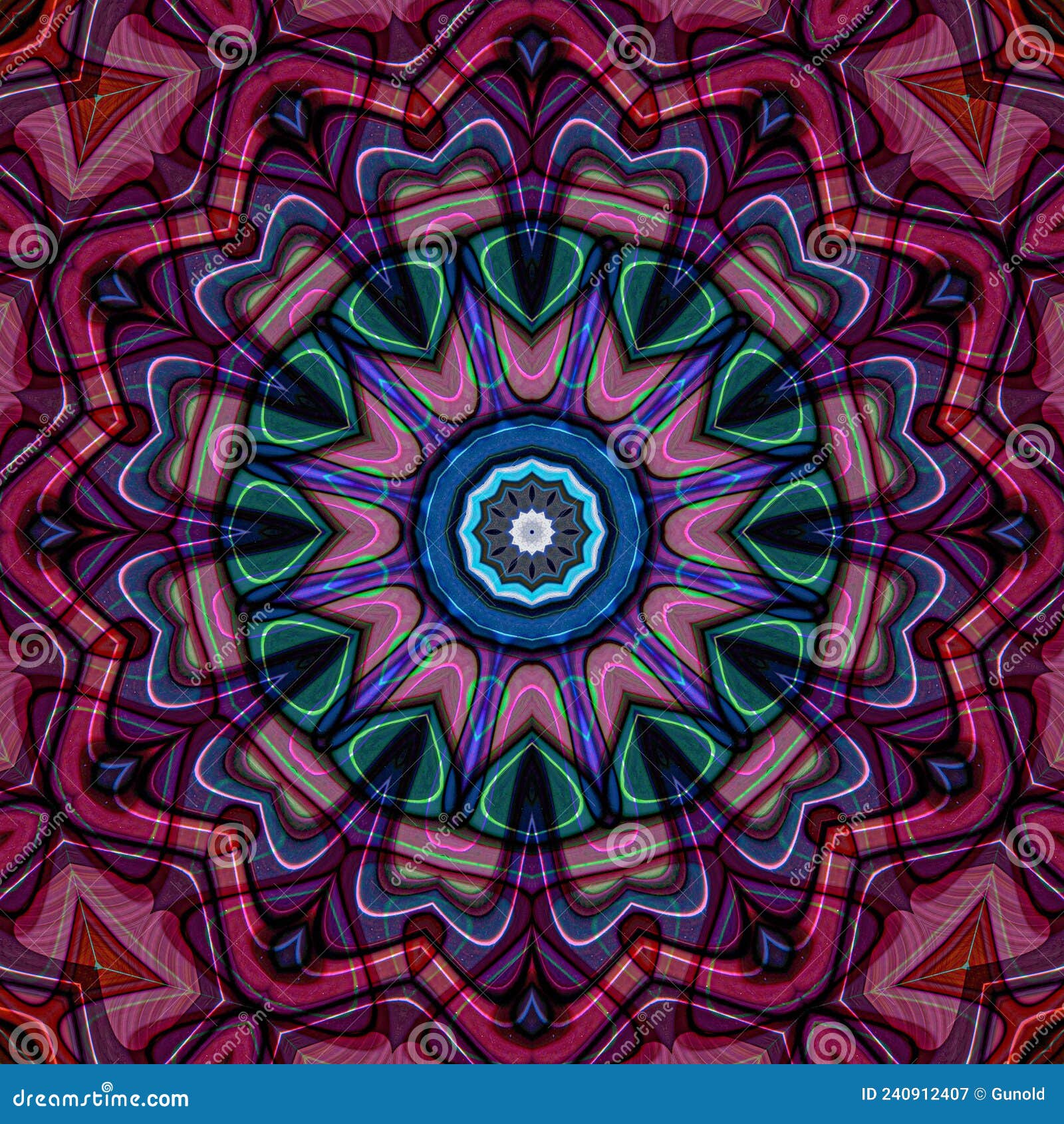 Abstract Pattern in Glowing Colors and Black Stock Illustration ...