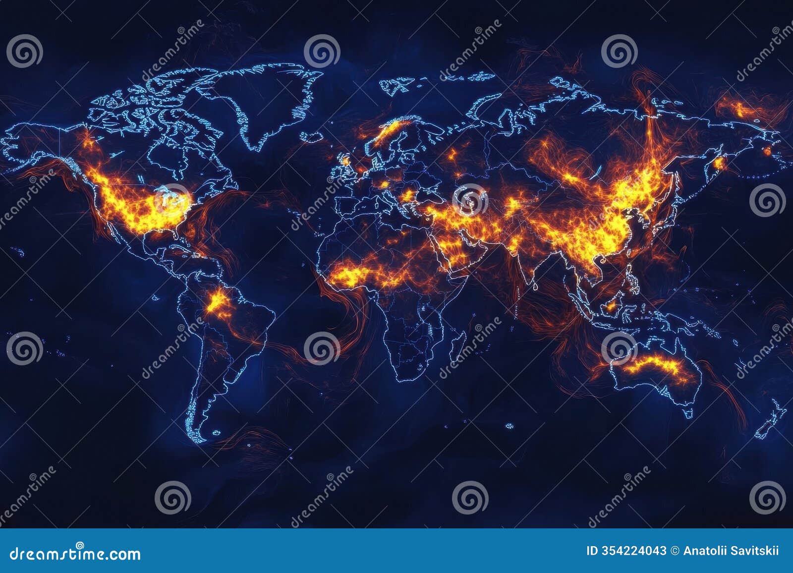 World Map Highlighting Zones of Viral Spread Across Different ...