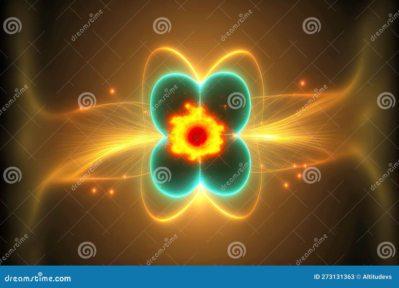 Brightly Illuminated Yellow Atom Orbit with Atomic Nucleus Stock ...