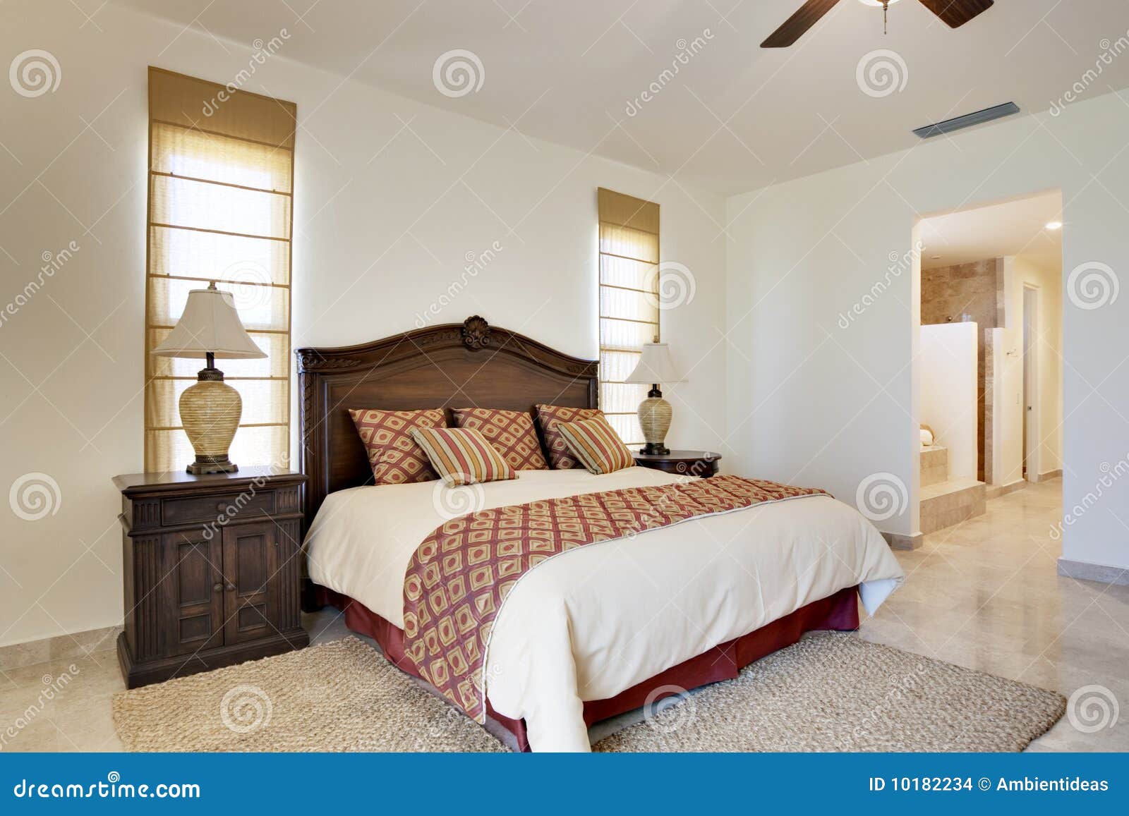 Brightly Lit Bedroom stock photo. Image of home, interior - 10182234