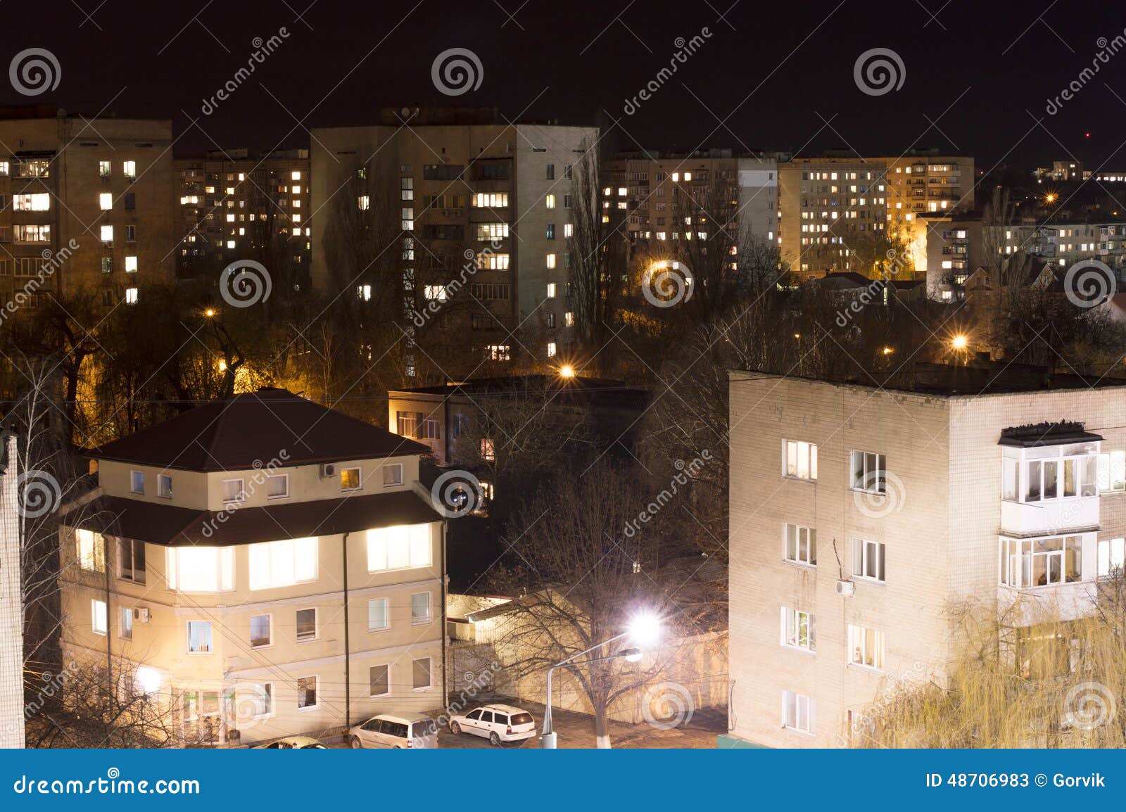 Brightly-lit Buildings and Streets of the City Stock Image - Image of ...