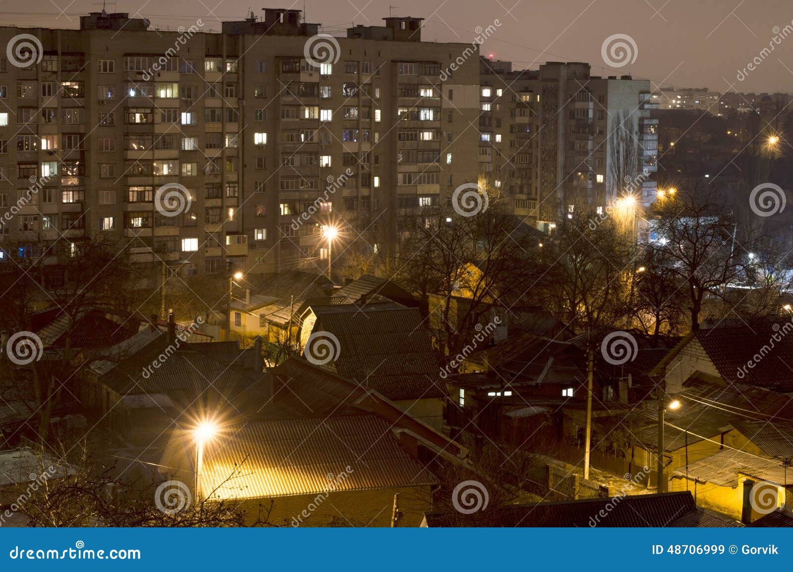 Brightly-lit Buildings and Streets of the City Stock Image - Image of ...