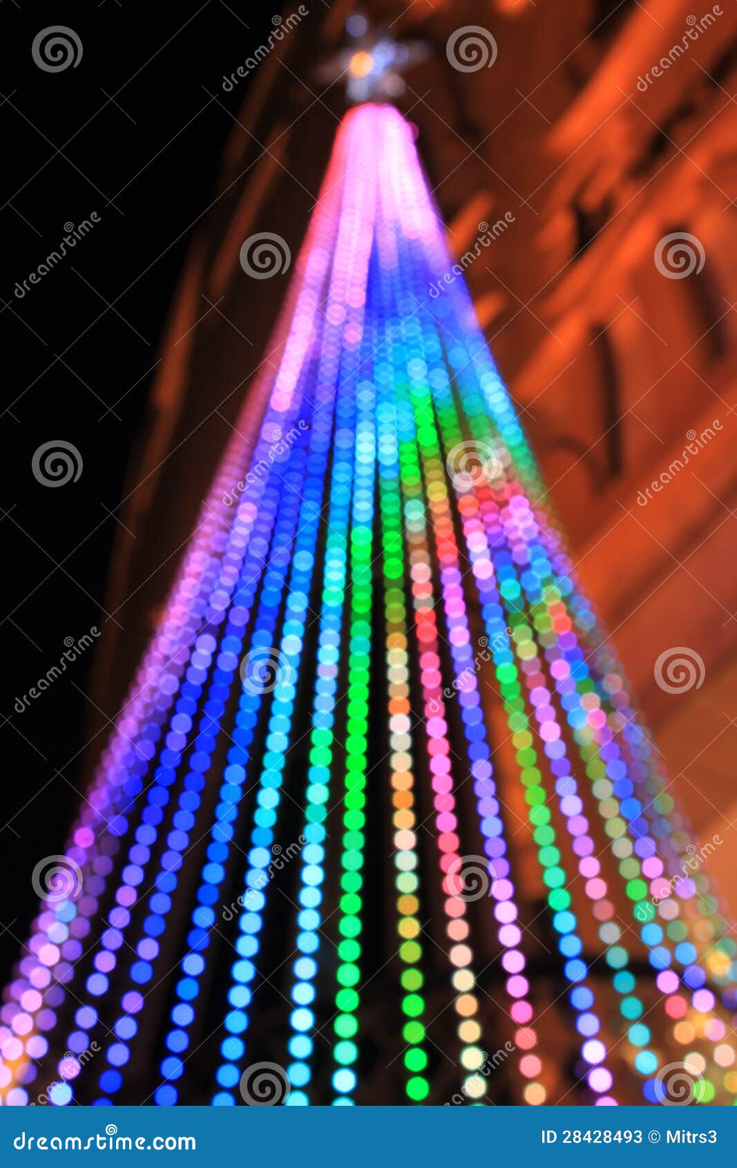 Brightly Lit Christmas Tree Stock Image - Image of shine, night: 28428493
