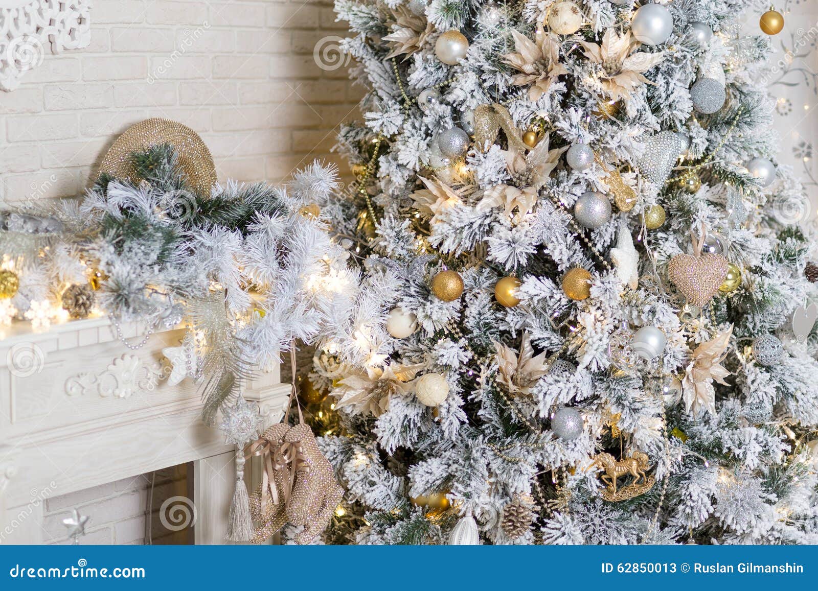 Brightly Lit Christmas Tree with Lots of Gifts Stock Image - Image of ...