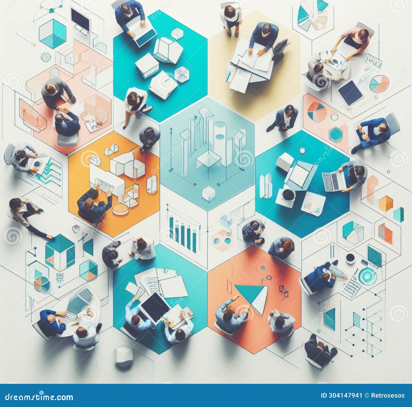 Brightly Lit Modern Office Setting with Employees Engaged in Various ...