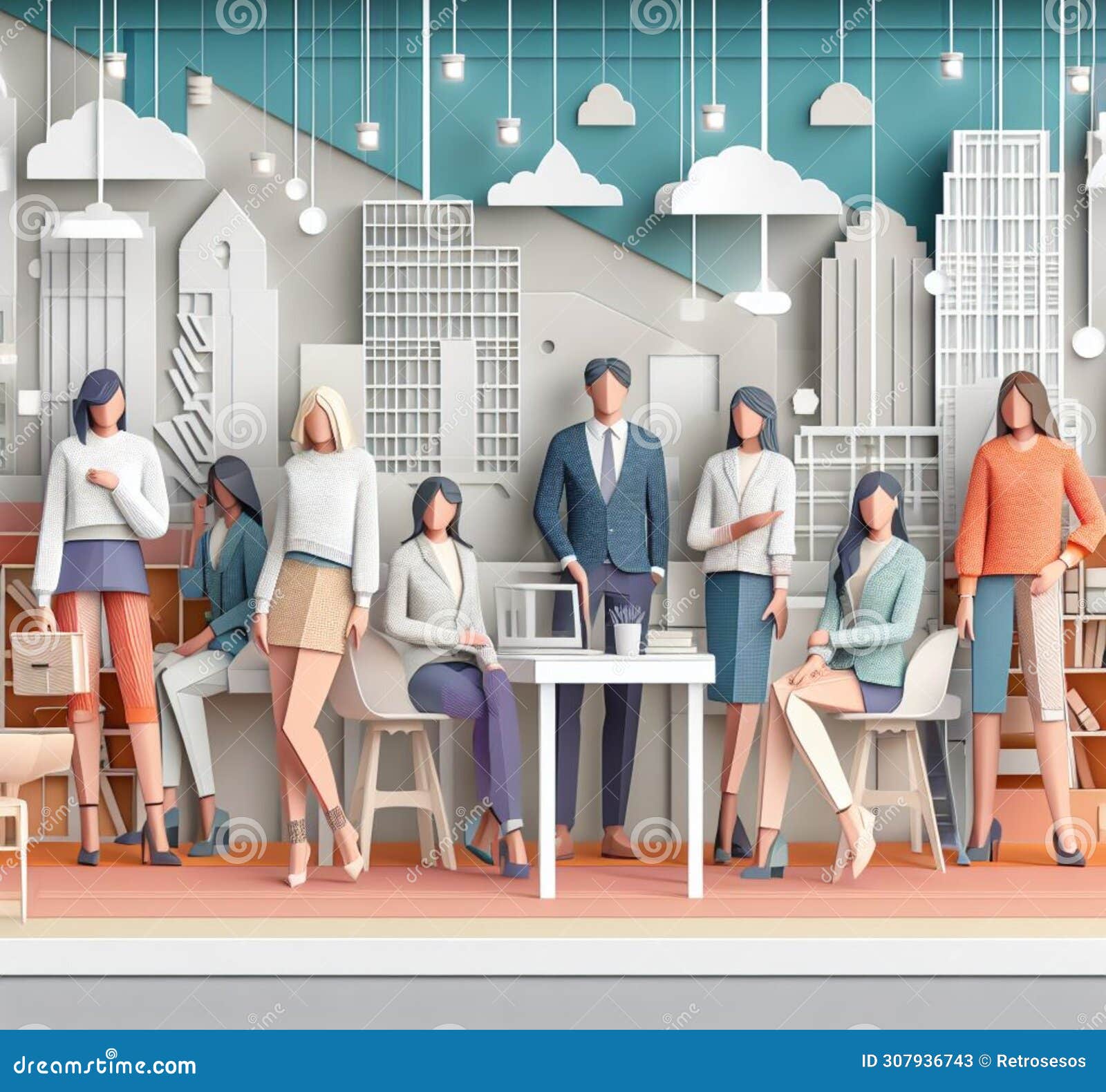 Brightly Lit Modern Office Setting with Employees Engaged in Various ...