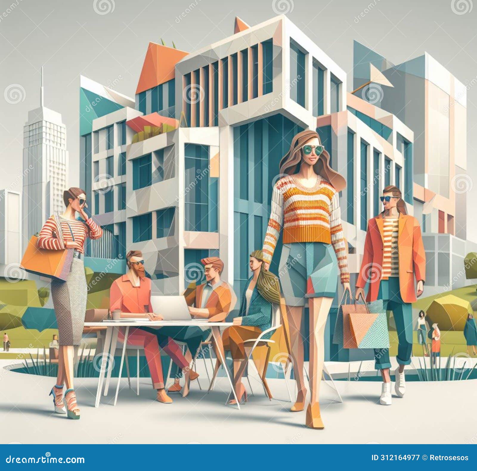 Brightly Lit Modern Office Setting with Employees Engaged in Various ...