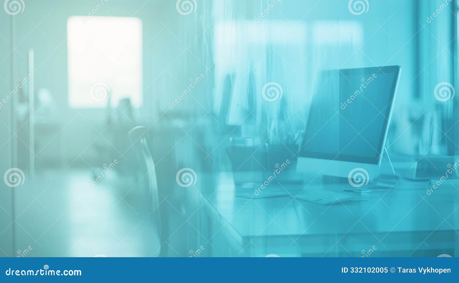 Brightly Lit Office Workspace with Computer and Modern Decor in the ...