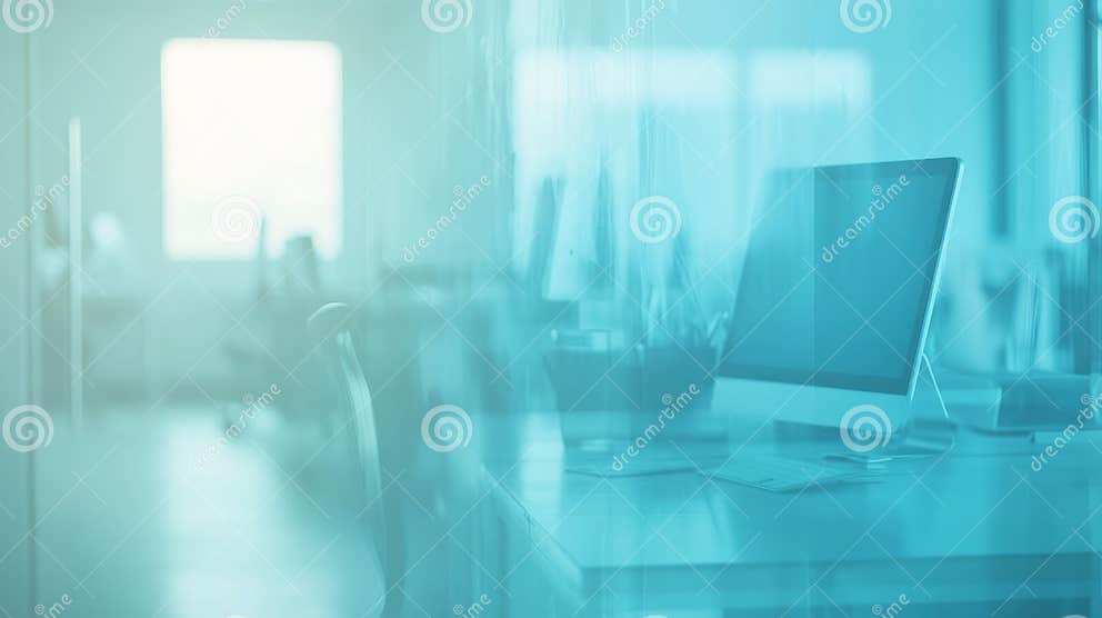 Brightly Lit Office Workspace with Computer and Modern Decor in the ...