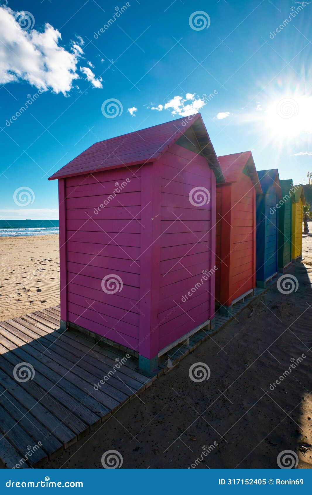 Brightly Painted Summer Beach Change Rooms Stock Image - Image of ...