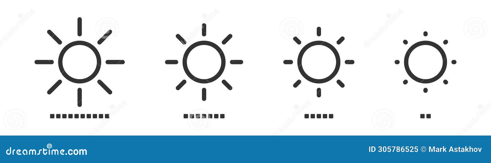 Brightness Contrast Icon Set. Vector Bright Intensity Symbols ...