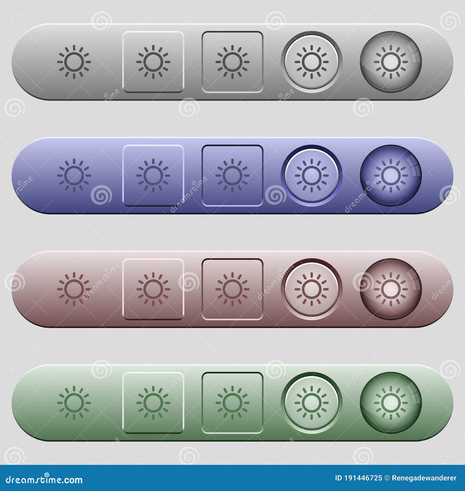 Brightness Control Icons on Horizontal Menu Bars Stock Vector ...