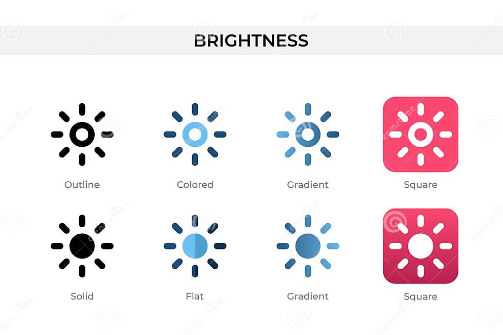 Brightness Icon in Different Style. Brightness Vector Icons Designed in ...