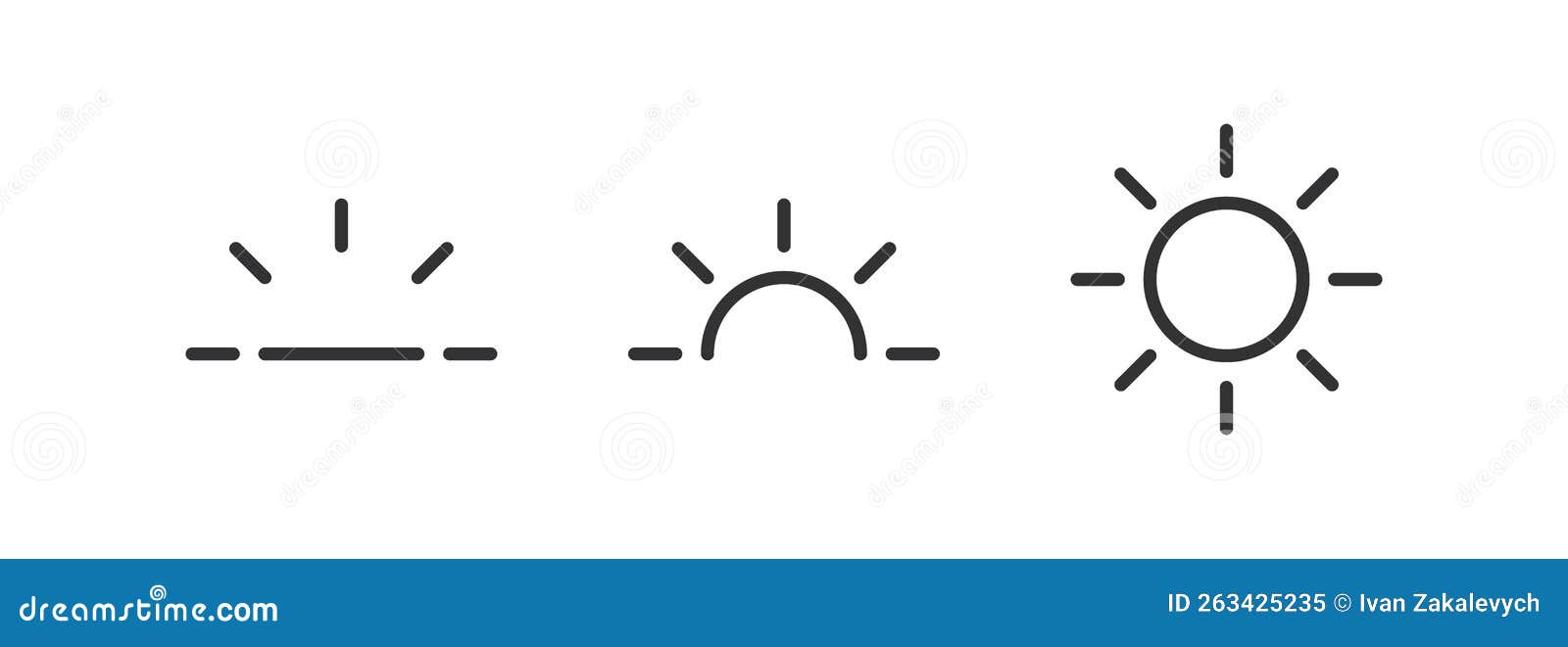 Brightness Level Icon Set. Sun Illustration Symbol Stock Vector ...