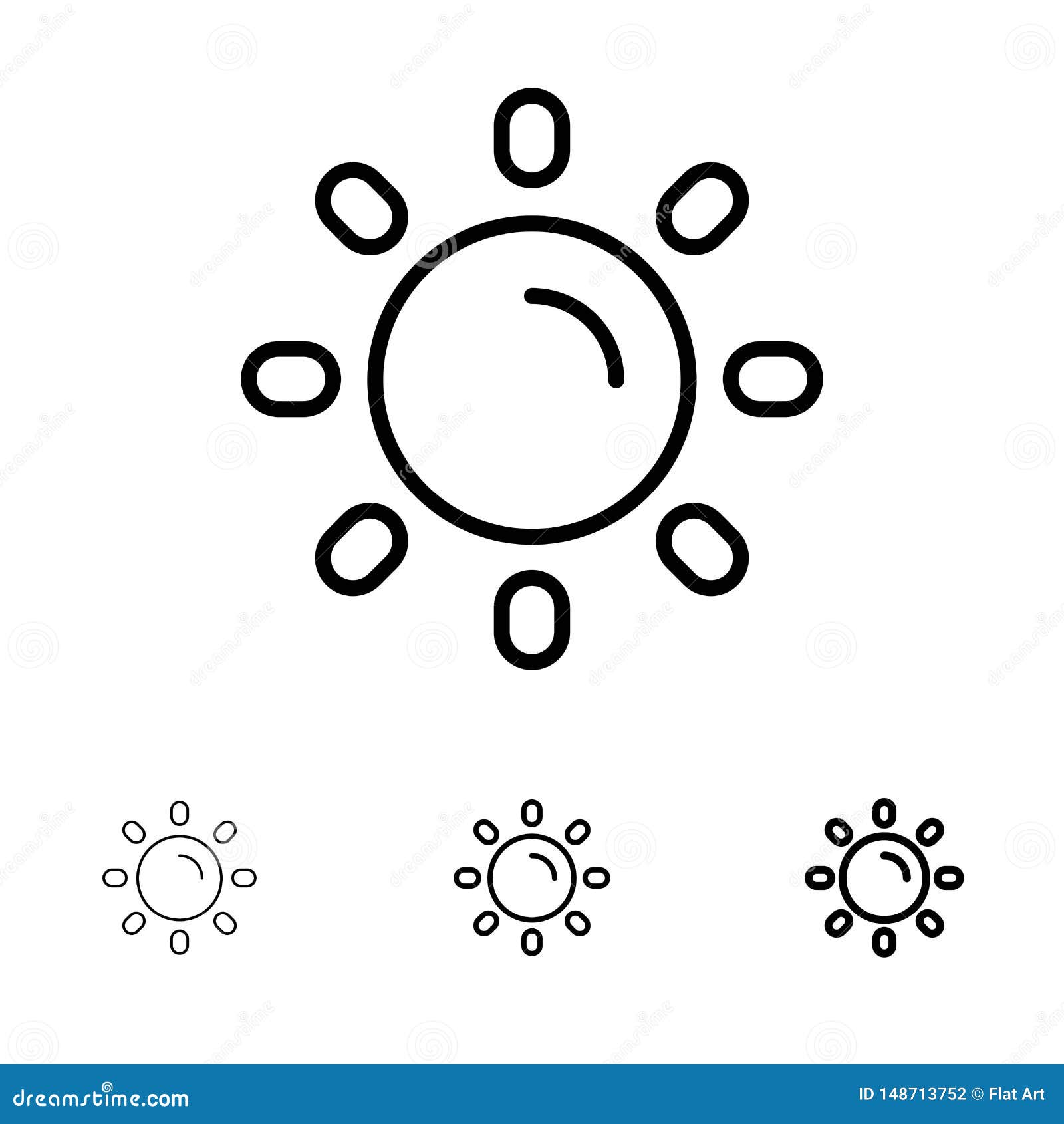 Brightness, Light, Sun, Shine Bold and Thin Black Line Icon Set Stock ...
