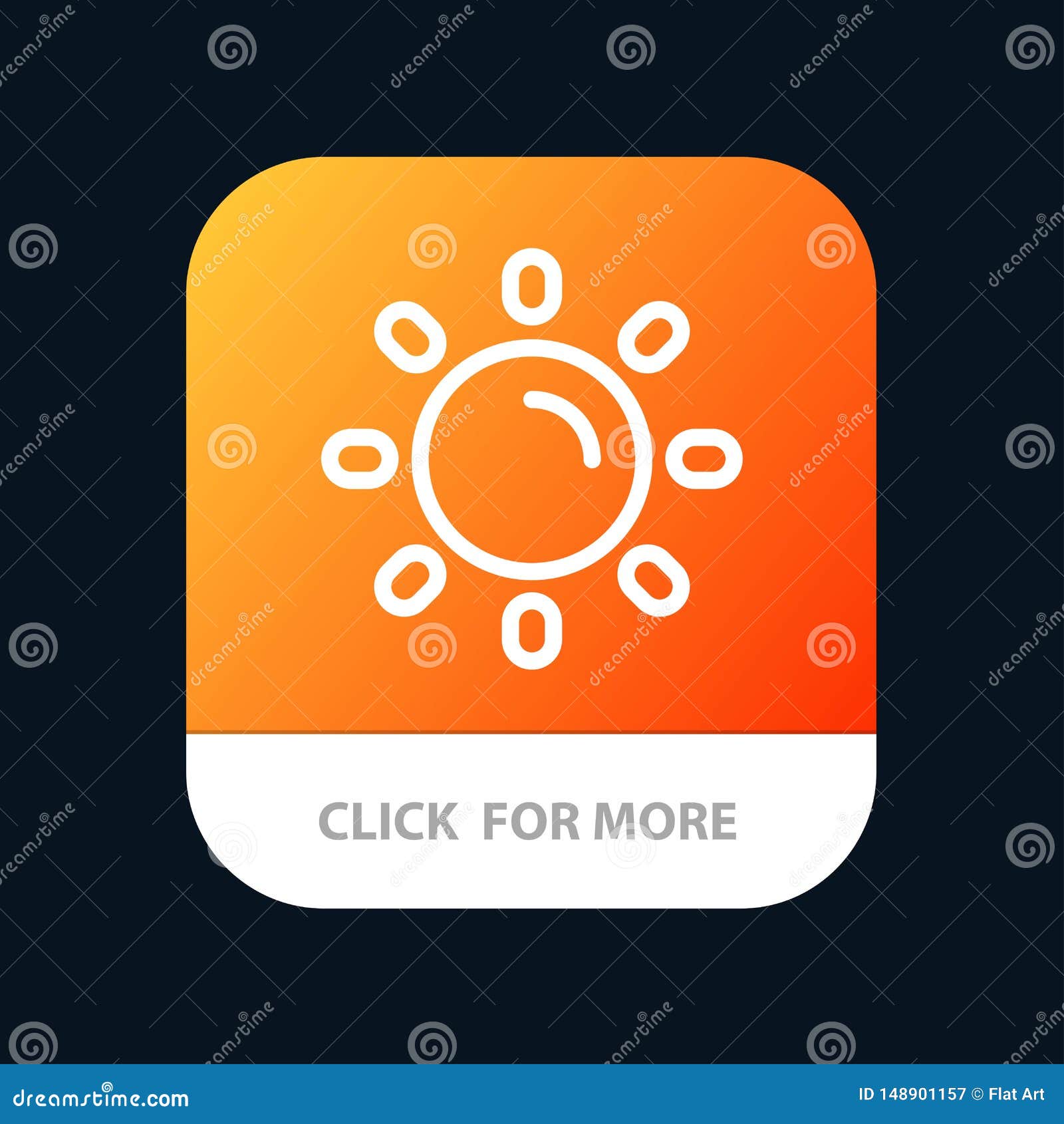 Brightness, Light, Sun, Shine Mobile App Button. Android and IOS Line ...