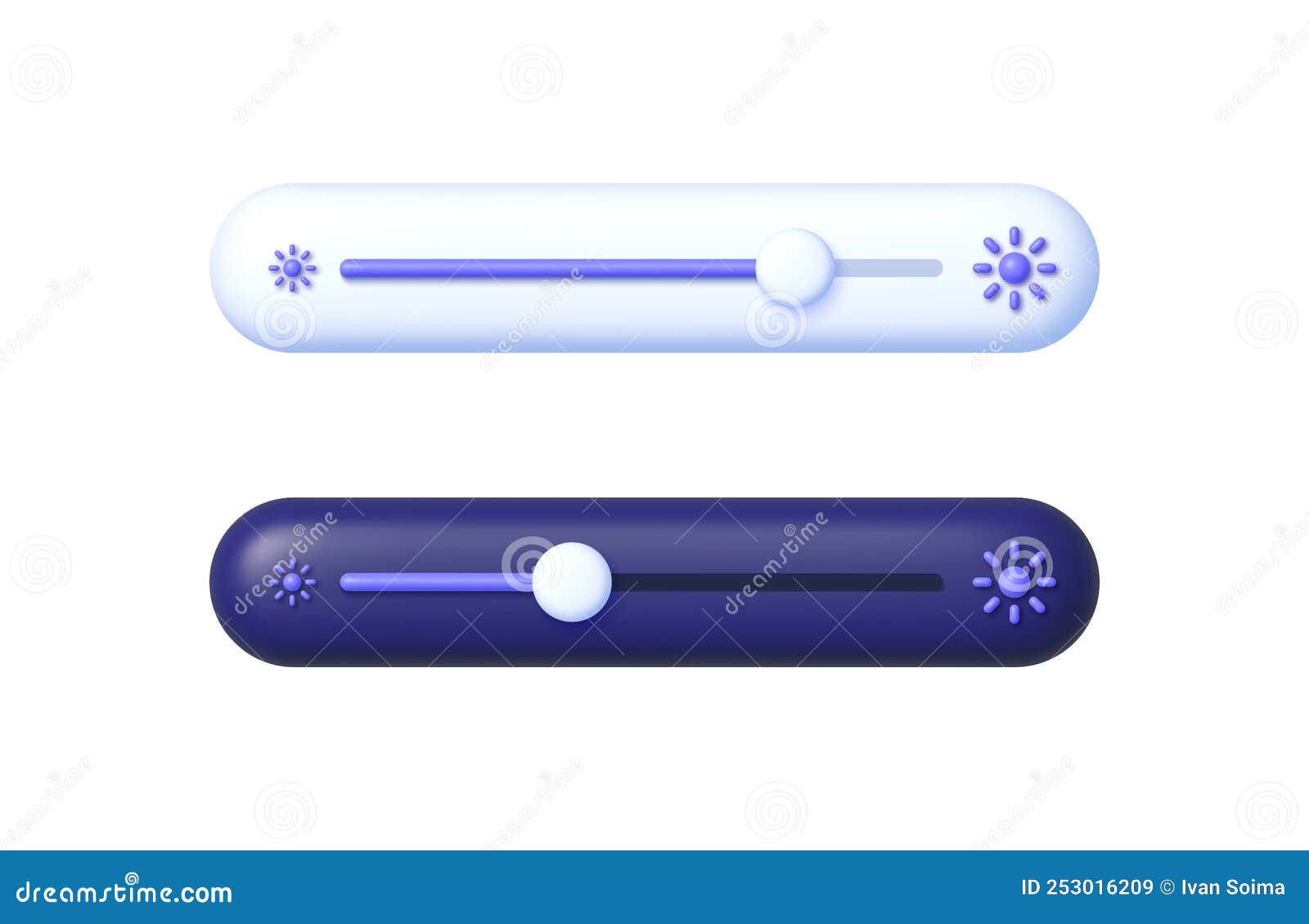 Brightness Slider in 3d Style on White Background. Computer Interface ...