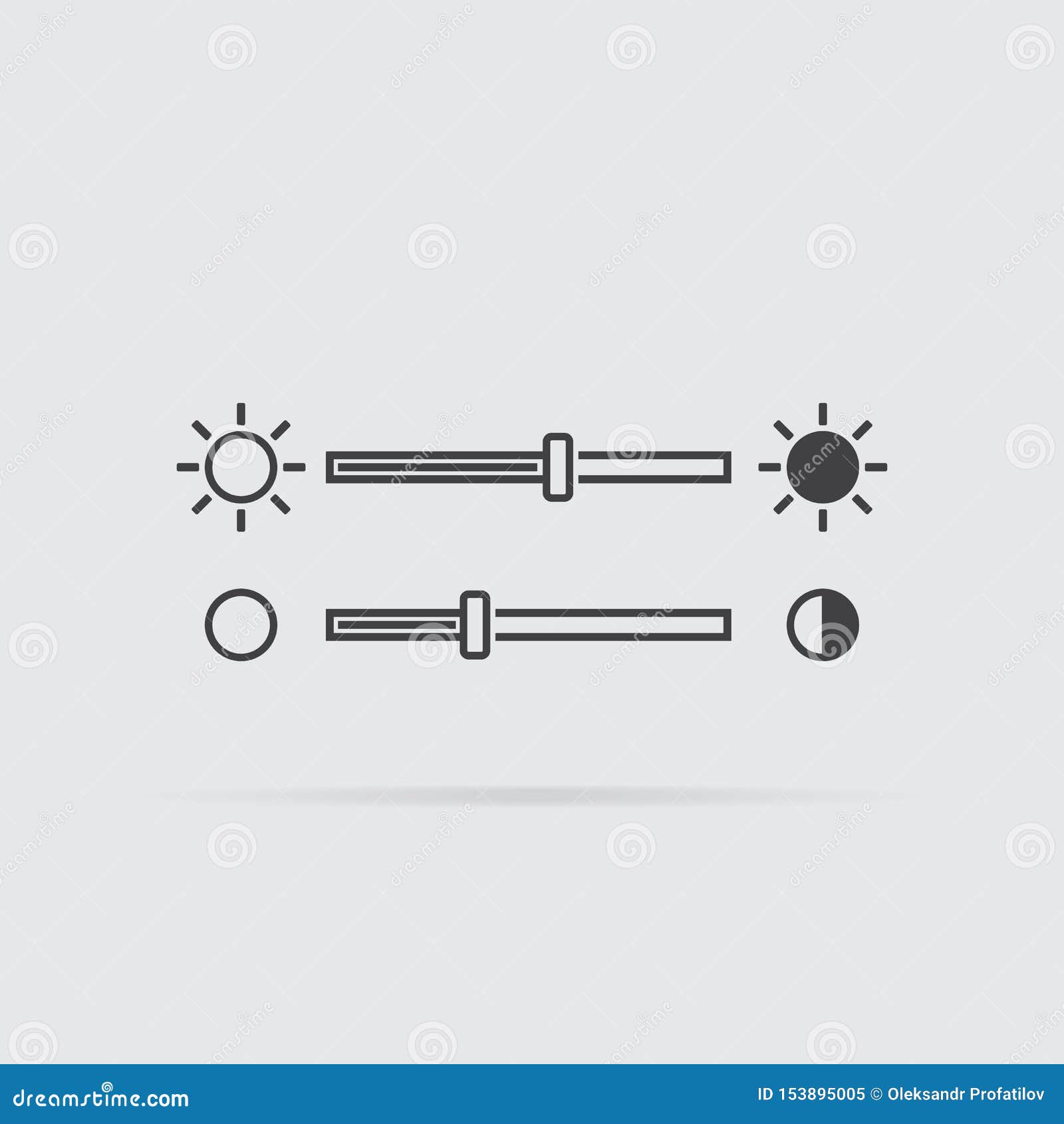 Brightness Slider Icon in Flat Style Isolated on Grey Background Stock ...